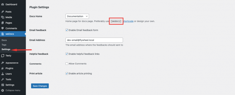WordPress documentation plugin shortcodes – weDocs