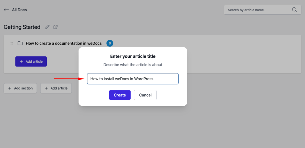 How to create articles using weDocs