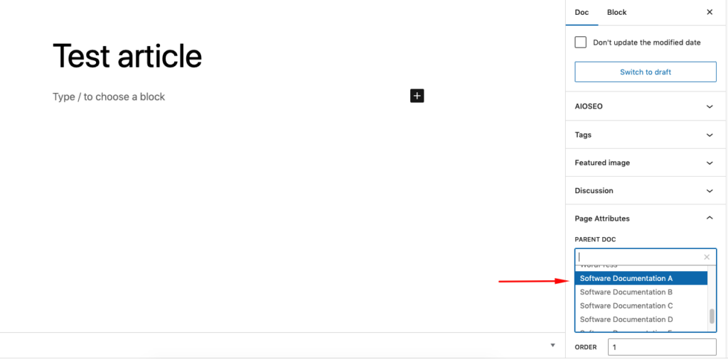How to change the parent in weDocs – weDocs