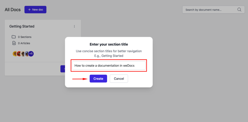 How to create sections using weDocs