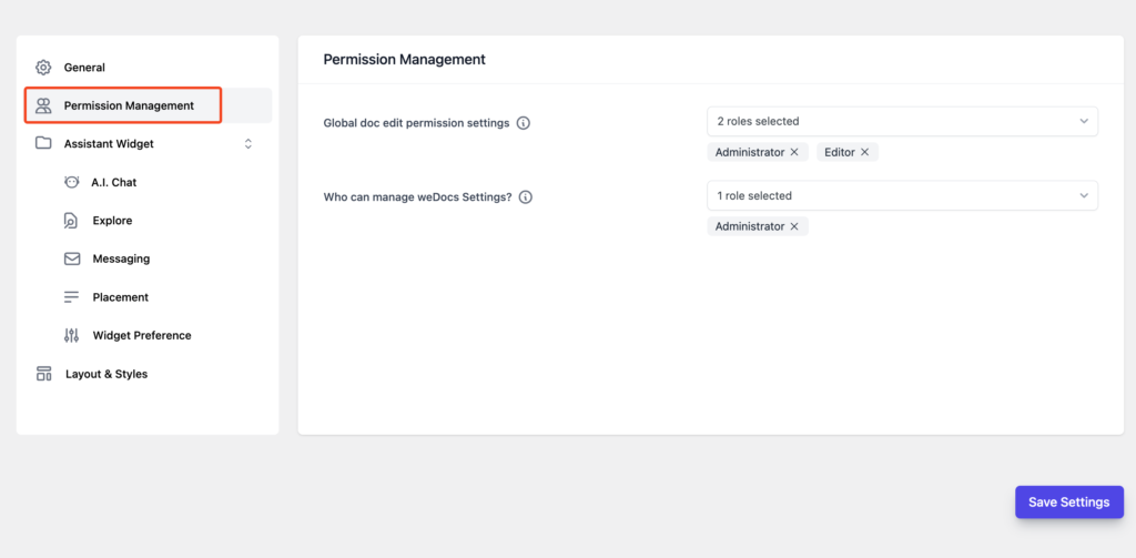 How to manage user permission in weDocs